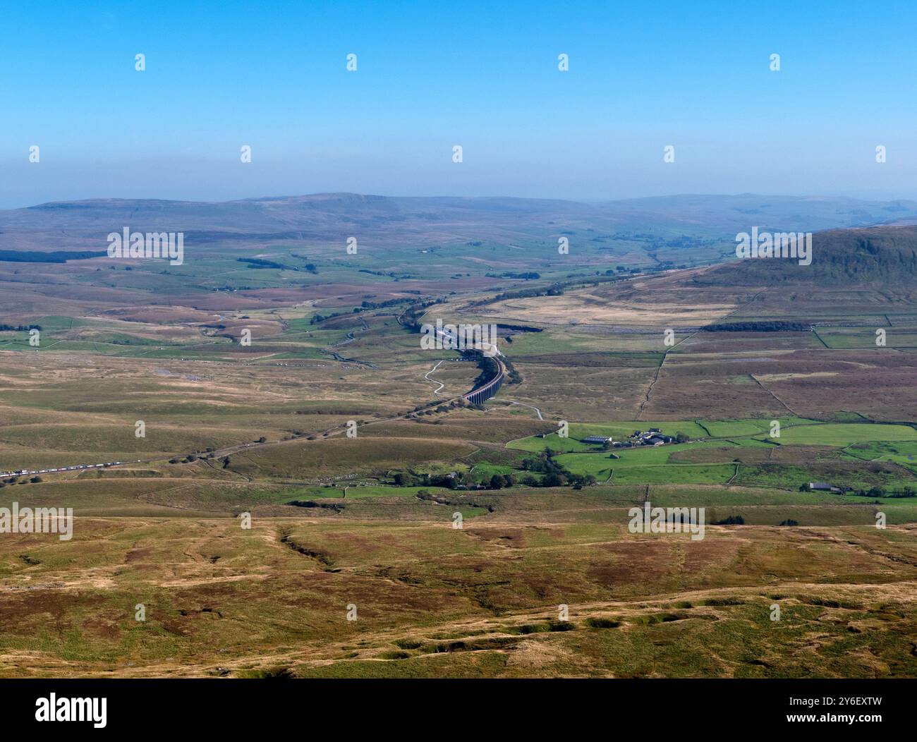 Ribblehead railway viaduct, Yorkshire, England, viewed from the top of ...