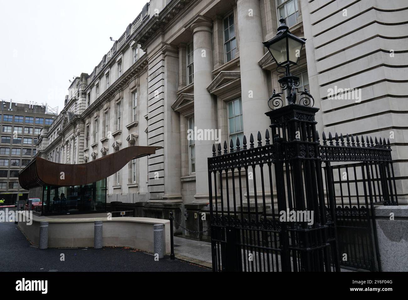 A view of the security hut outside the Department of Finance, in Dublin ...