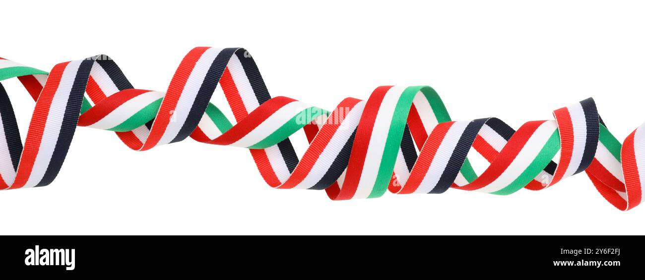 Ribbons in colors of different flags isolated on white, top view Stock ...
