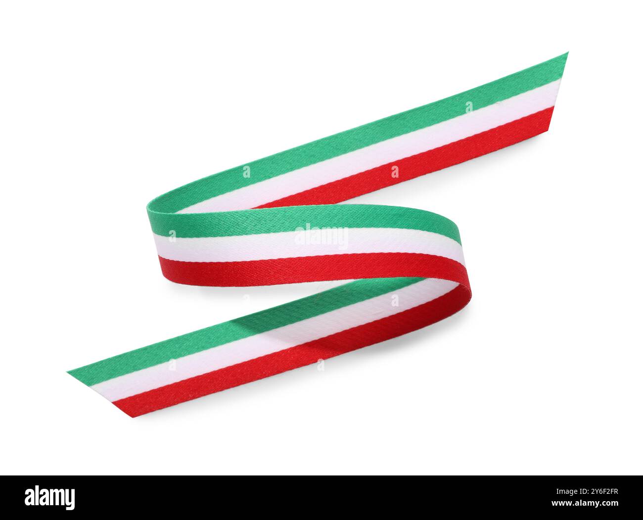 Ribbon in colors of Italian flag isolated on white, top view Stock ...