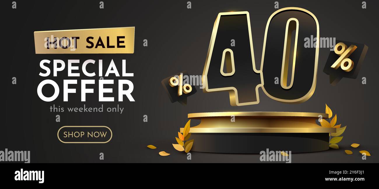 40 percent Off. Discount creative composition. Sale banner and poster ...