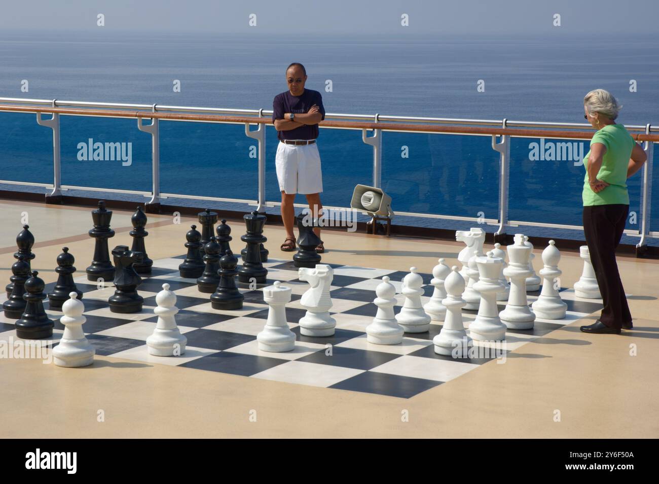 Enjoying a game of deck chess on the cruise ship Star Princess Stock ...