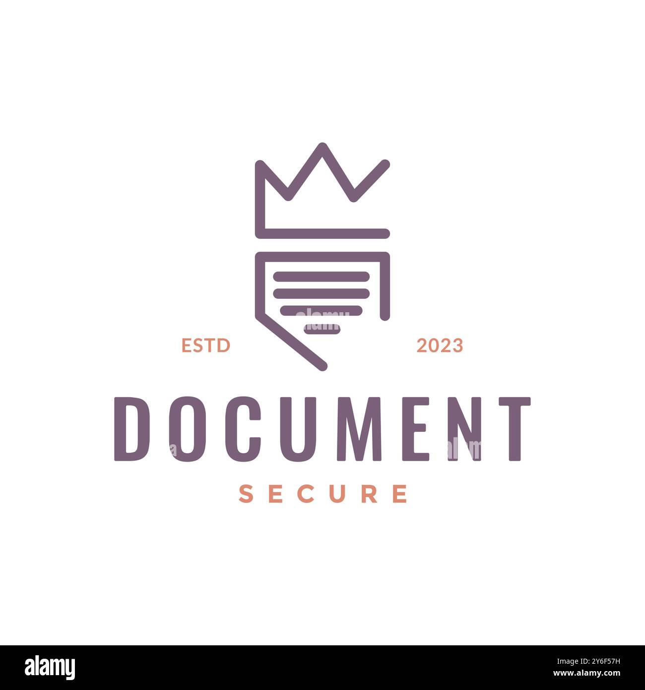 secure document shield crown minimal line style logo design vector icon illustration Stock ...