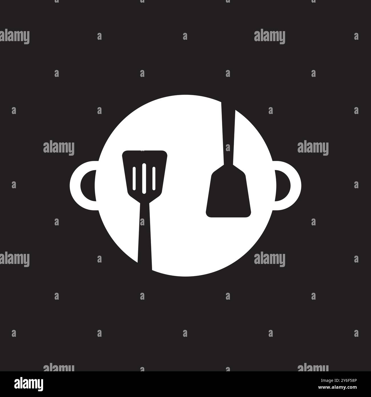 kitchen pan spatula cooking modern minimal logo design vector icon ...