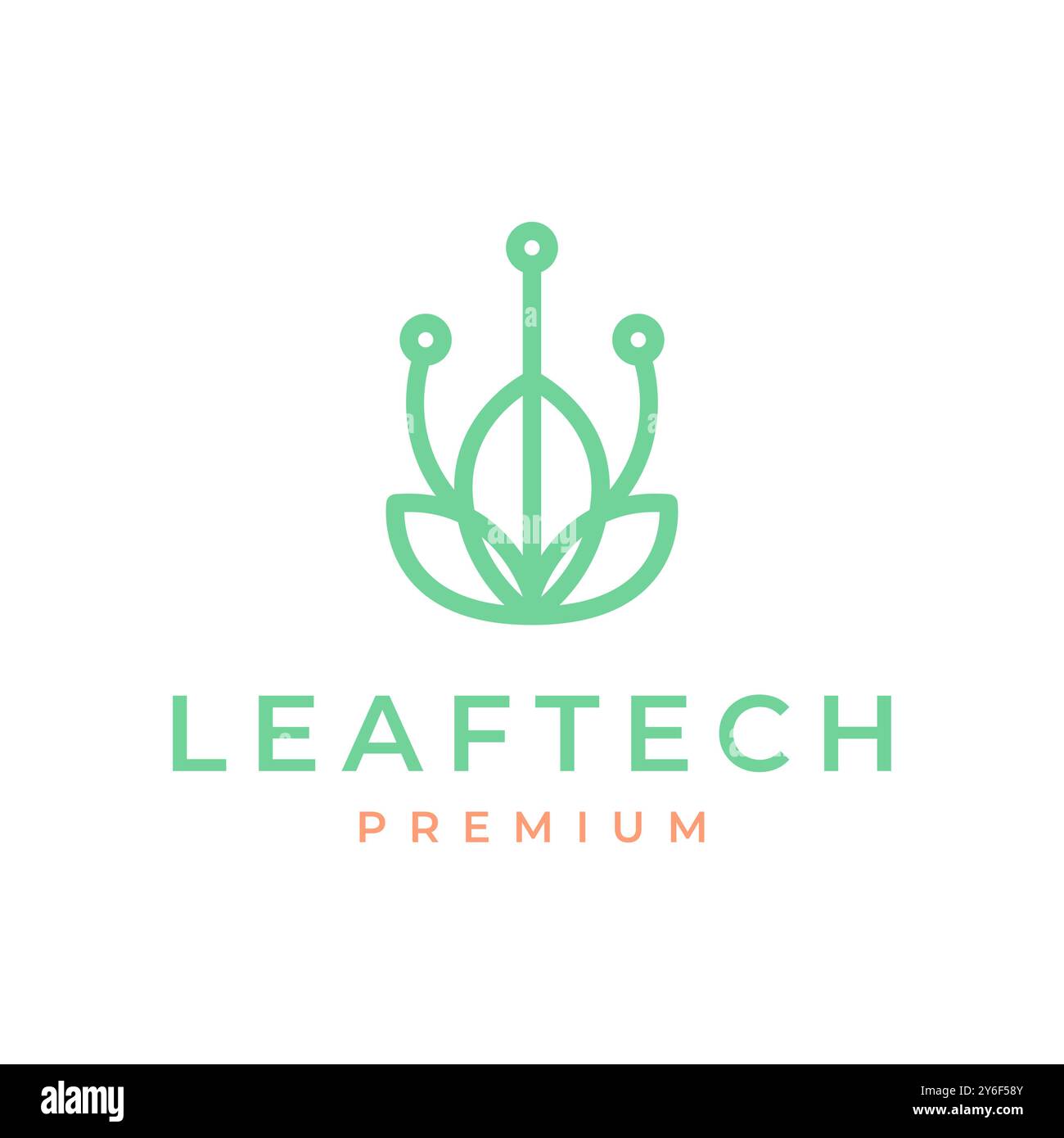 leaves plant group tech growth line modern minimalist style logo design ...