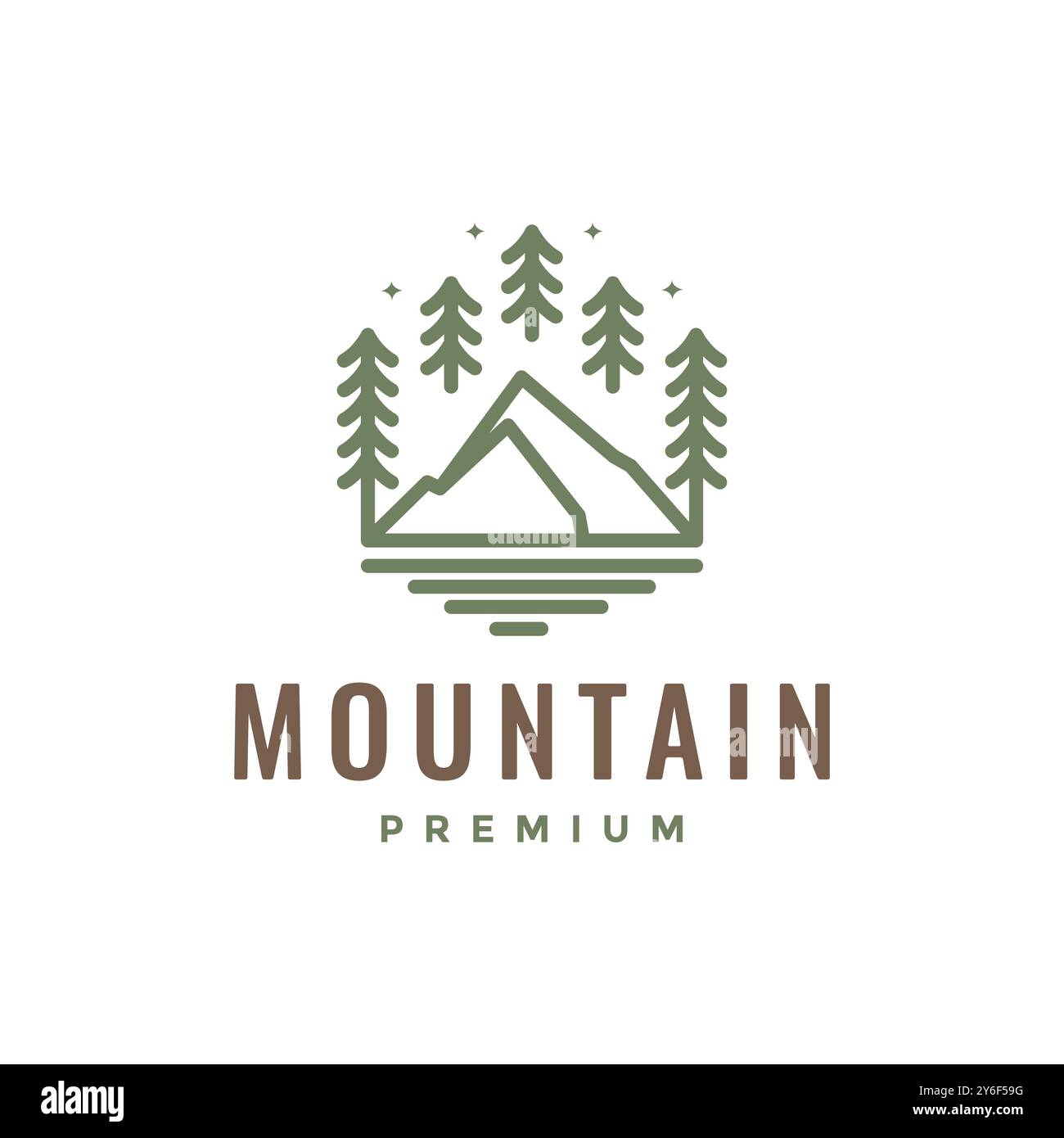 outdoor mountain peak with trees nature simple line style minimal logo ...