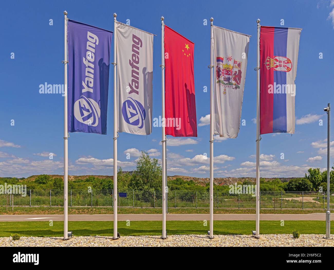 Kragujevac, Serbia - May 26, 2022: Flags in Front of Chinese Car Part ...
