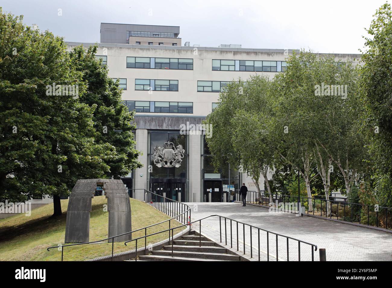 Basilica sculpture by Paul de Monchaux ouside Coventry Courthouse Stock ...