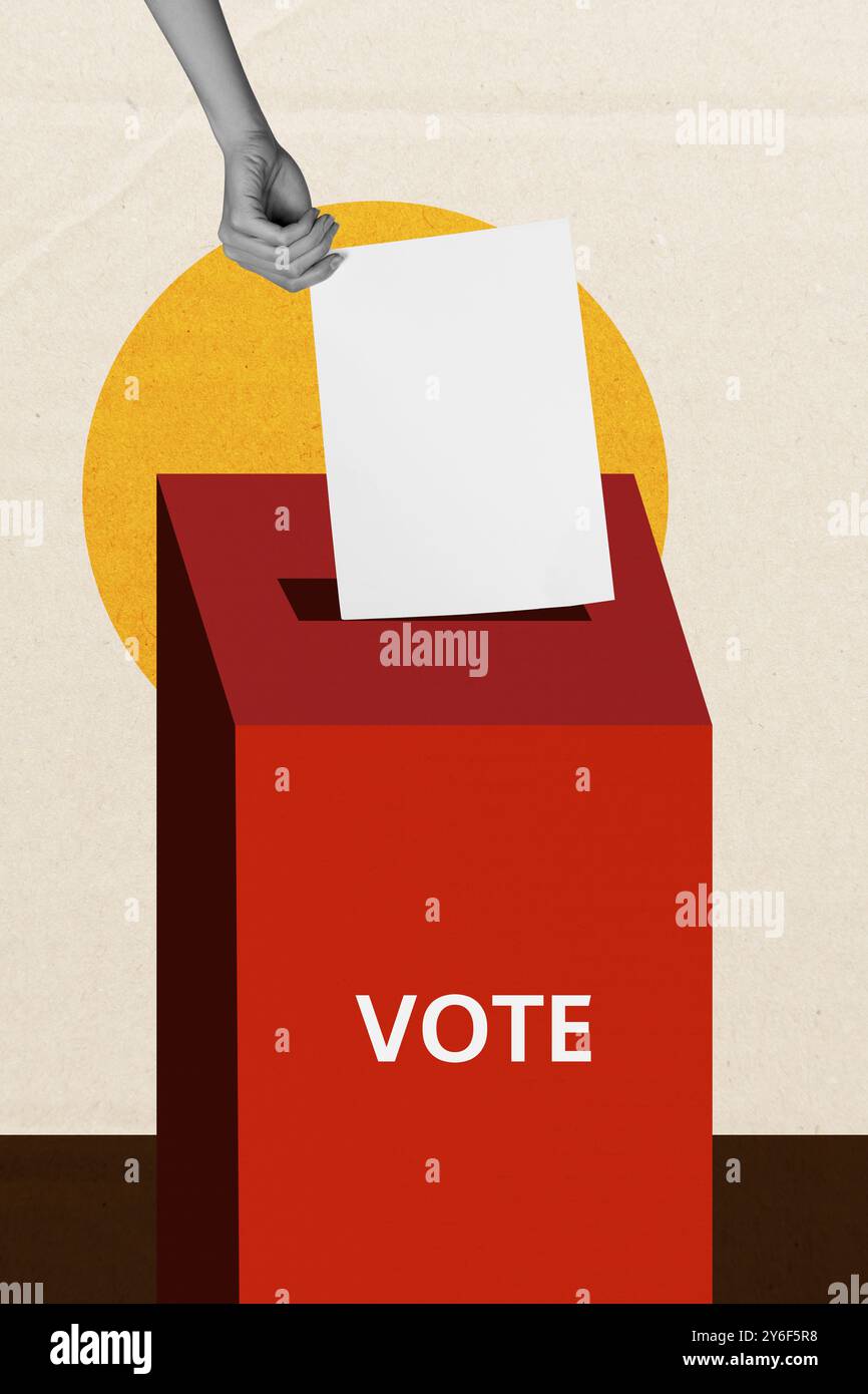 Composite trend artwork 3D sketch image photo collage of vote election ...