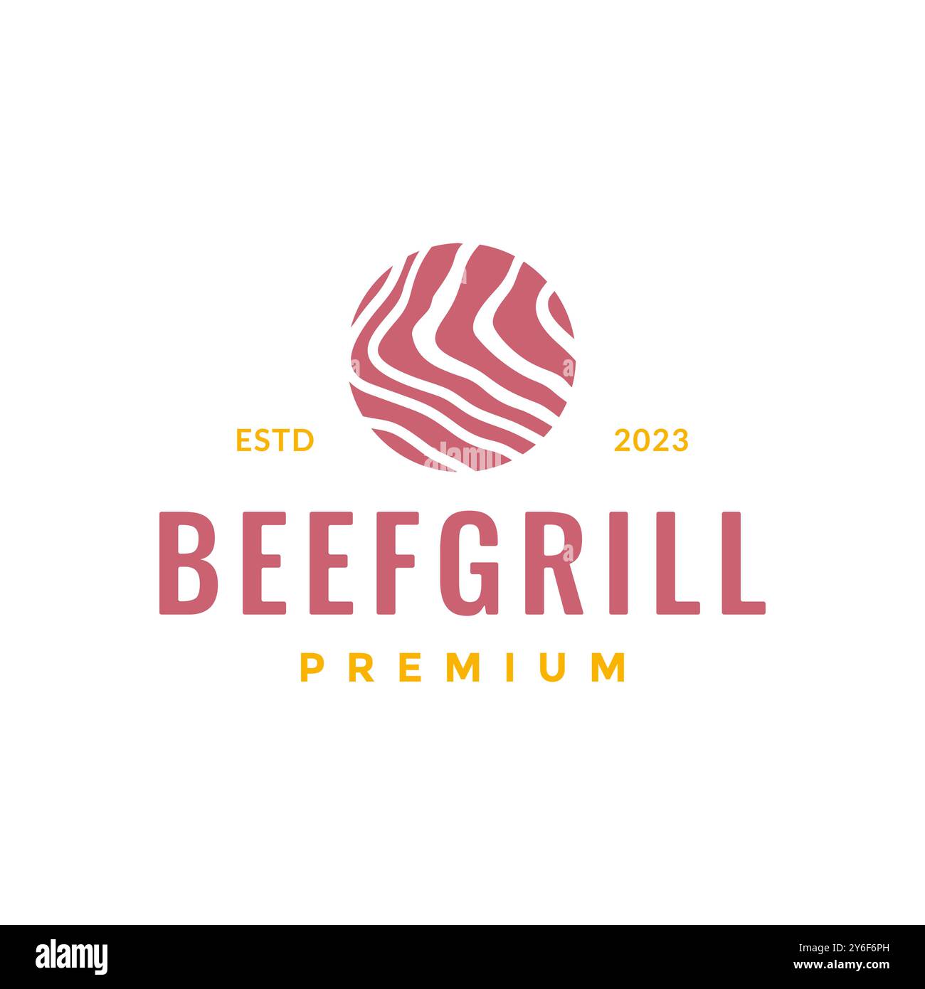 meat beef texture marble quality simple colorful circle logo design ...