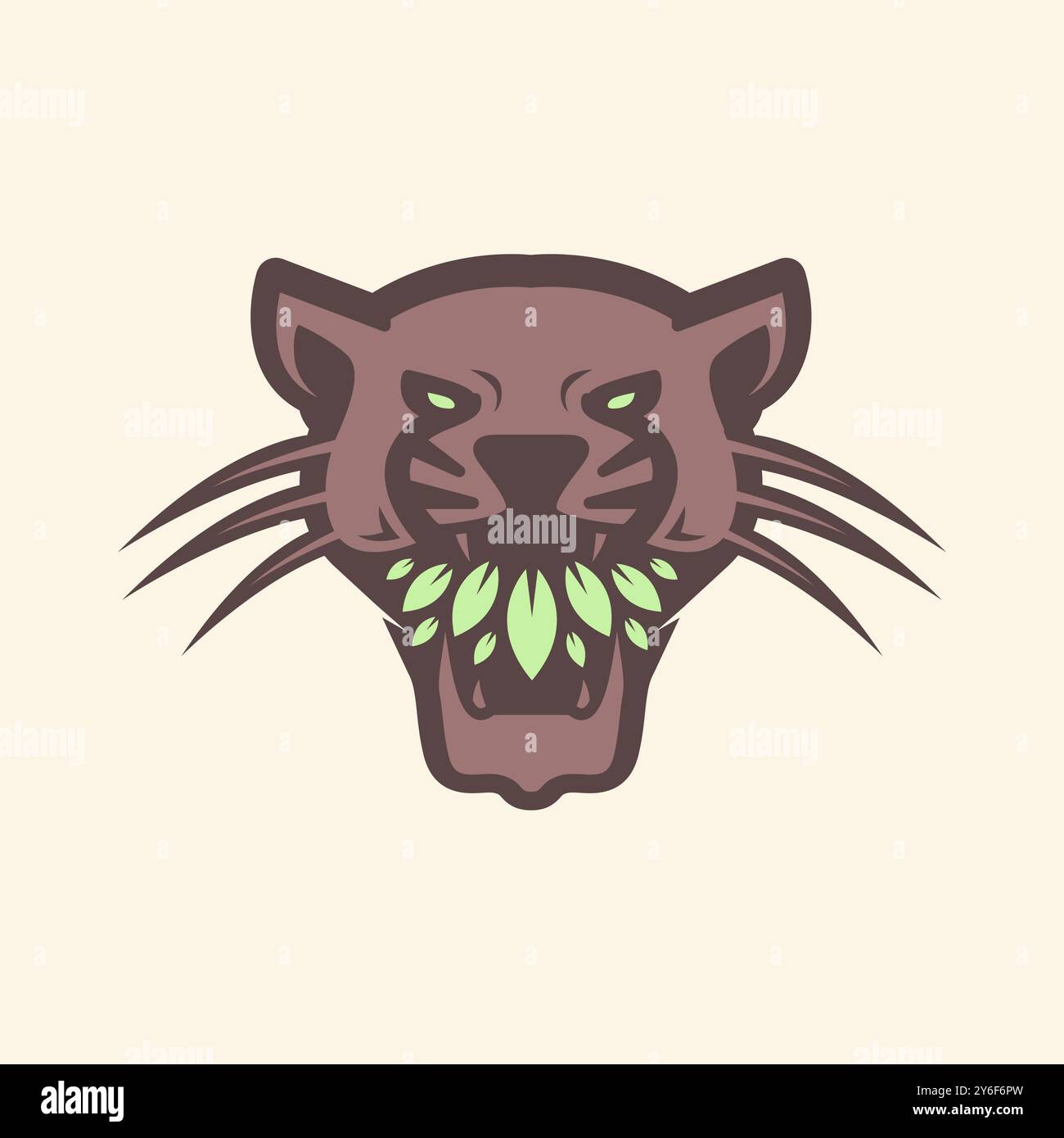 beast animal roar leopard with leaves flower mascot character modern ...