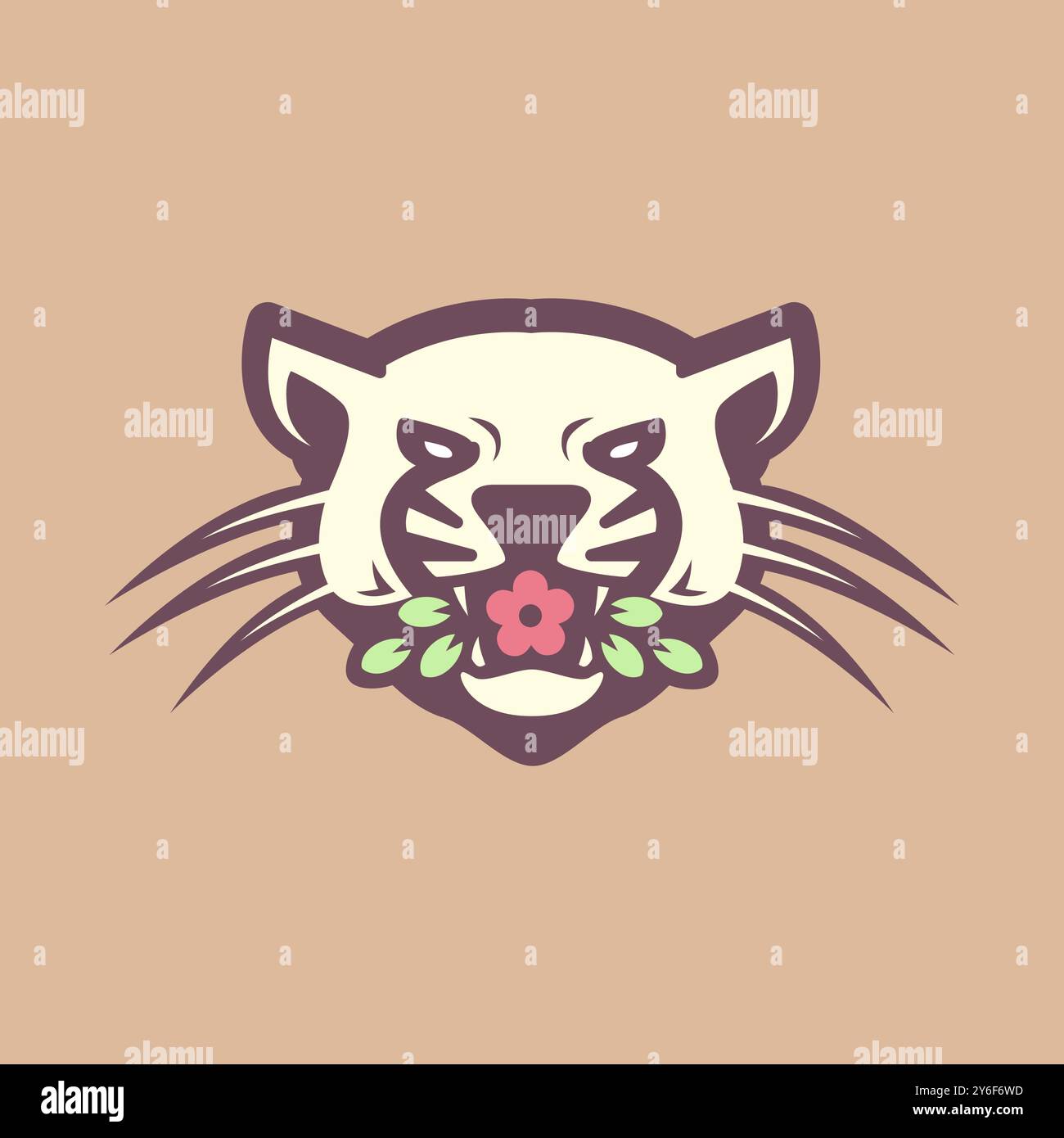 beast animal roar leopard with leaves flower mascot character modern ...