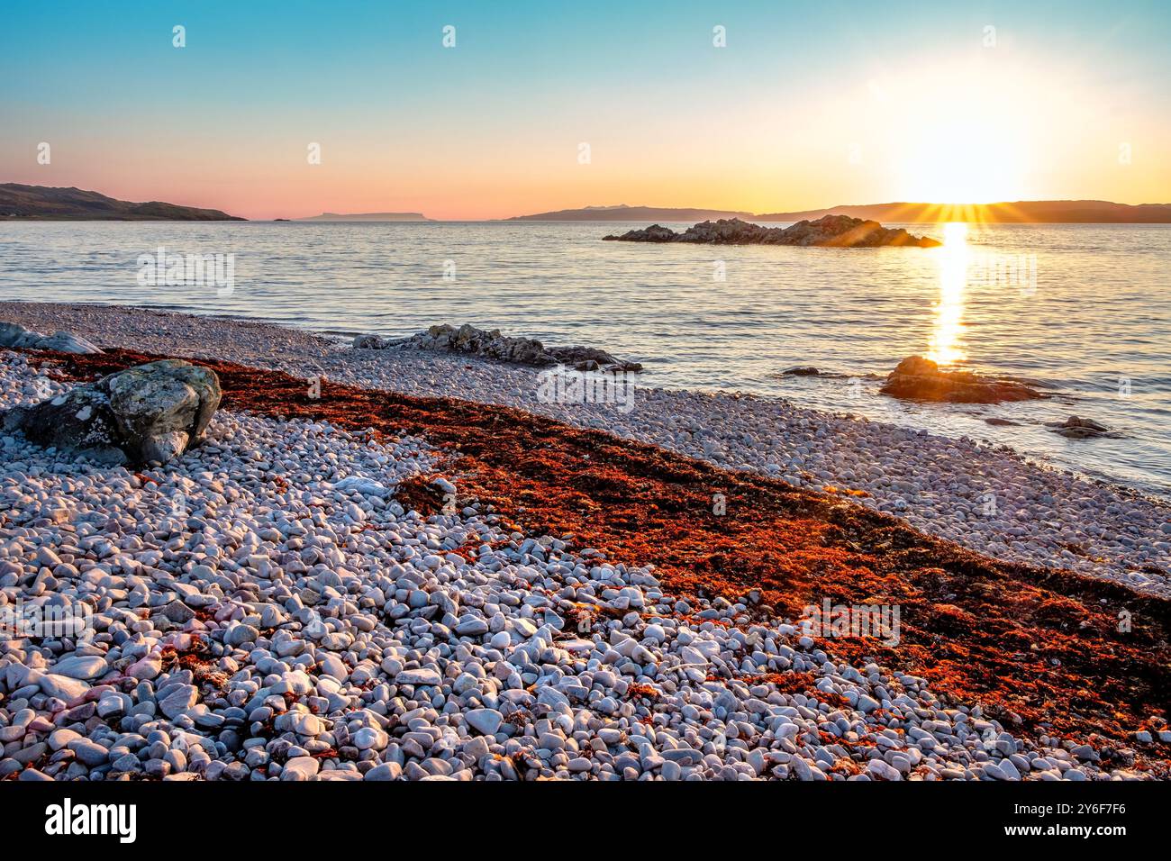 Sunset on The west coast of the Knoydart peninsula, Scotland Stock ...