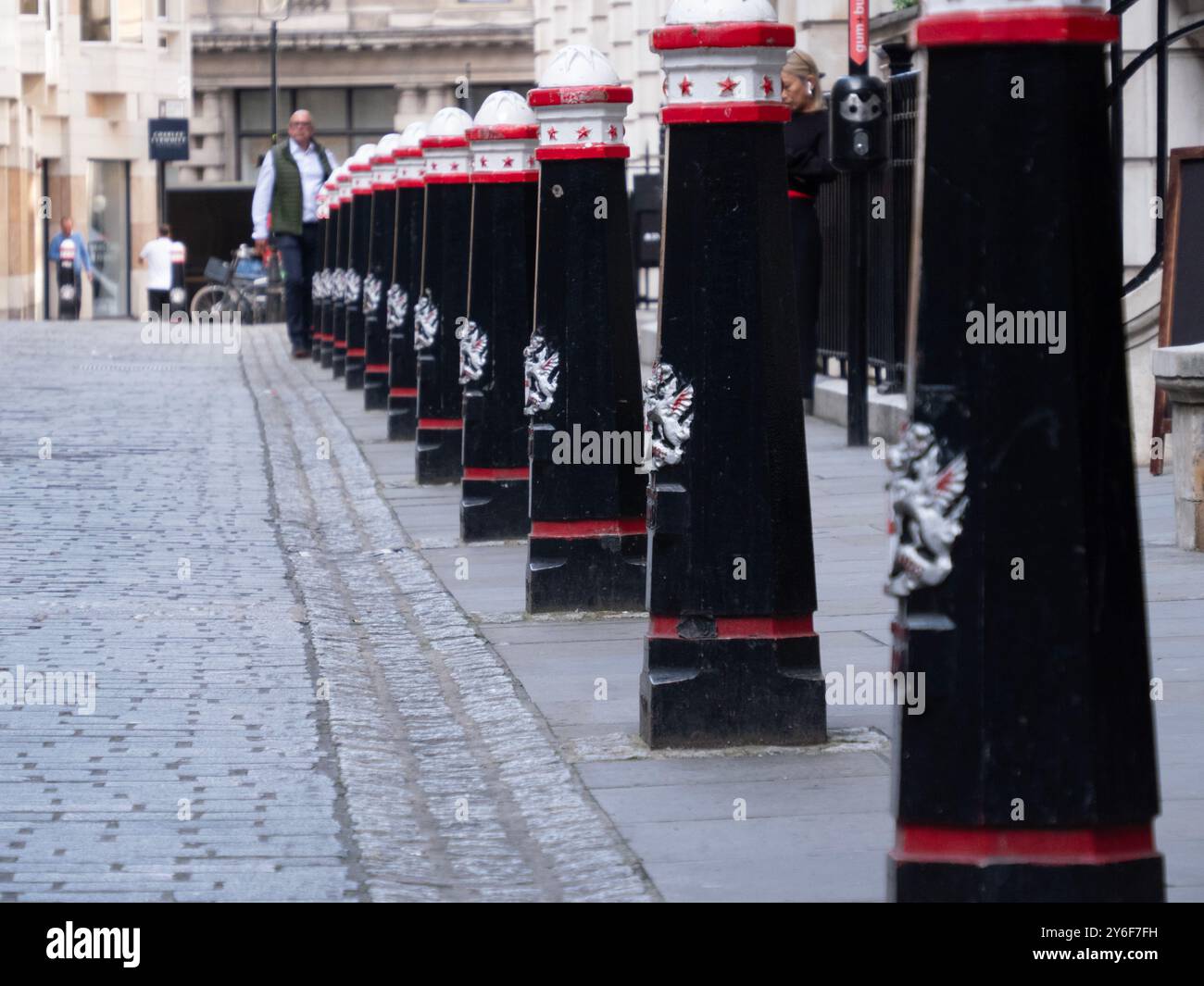 City of London boundary bollards with crest, bollards mark out the ...