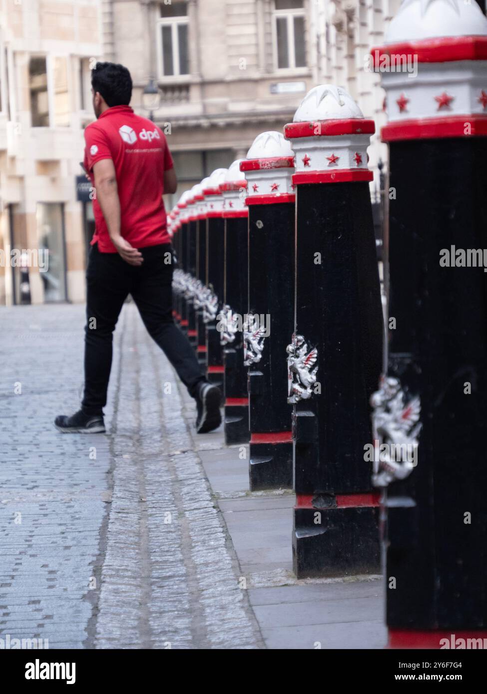 City of London boundary bollards with crest, bollards mark out the ...