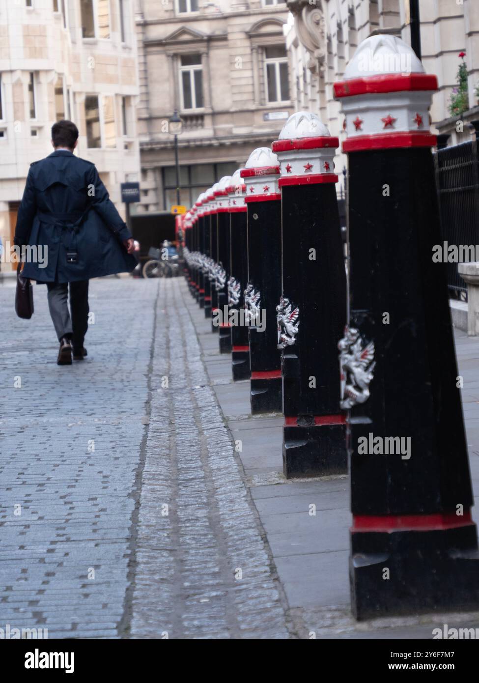 City of London boundary bollards with crest, bollards mark out the ...