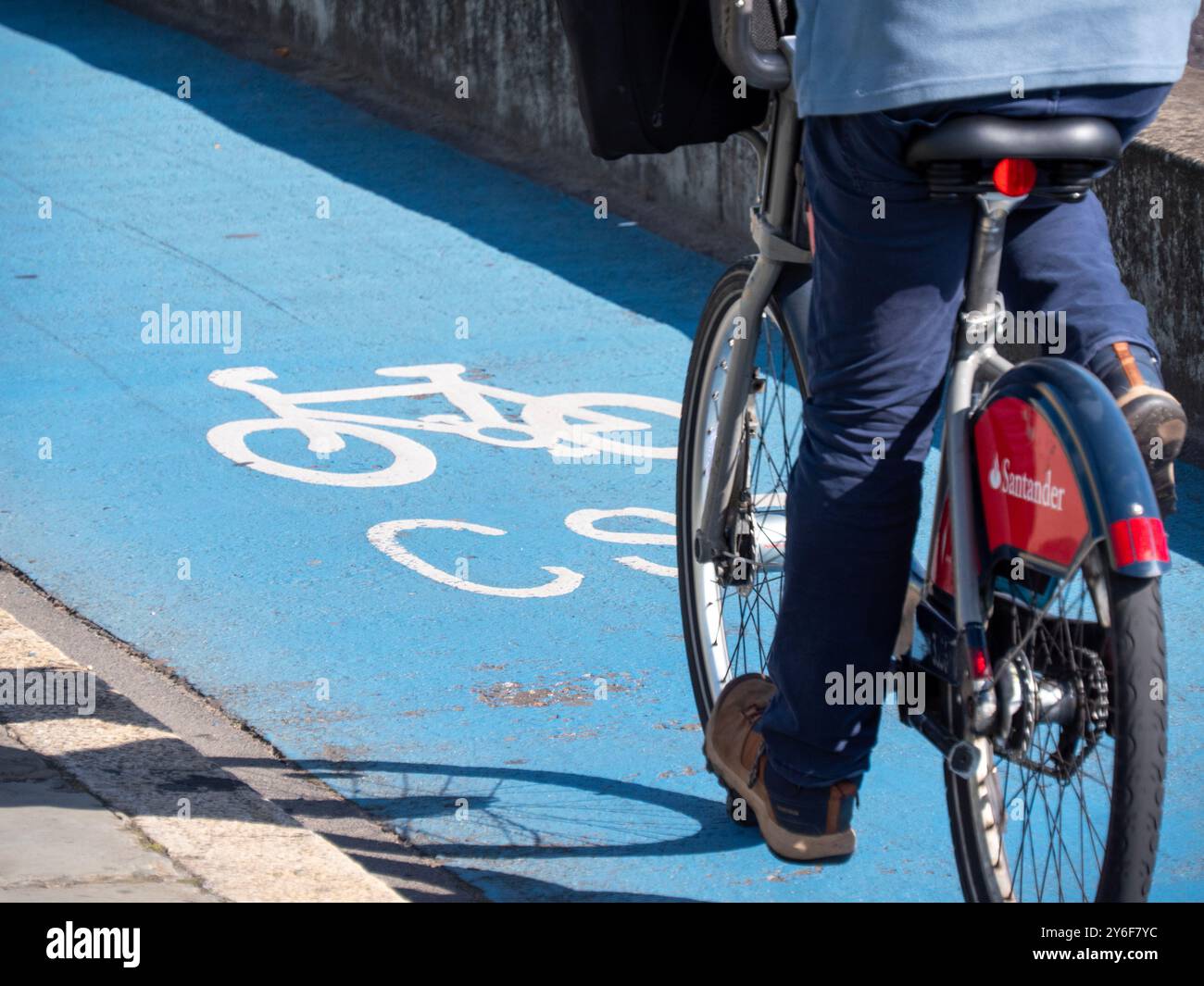 Cycle Superhighway, CS7 cycle route, Southwark Bridge London,with ...