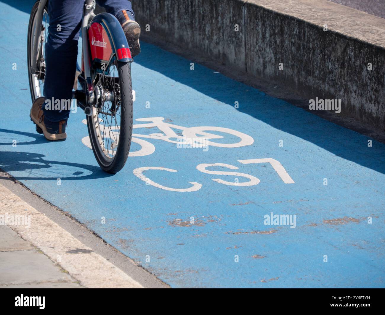 Cycle Superhighway, CS7 cycle route, Southwark Bridge London,with ...