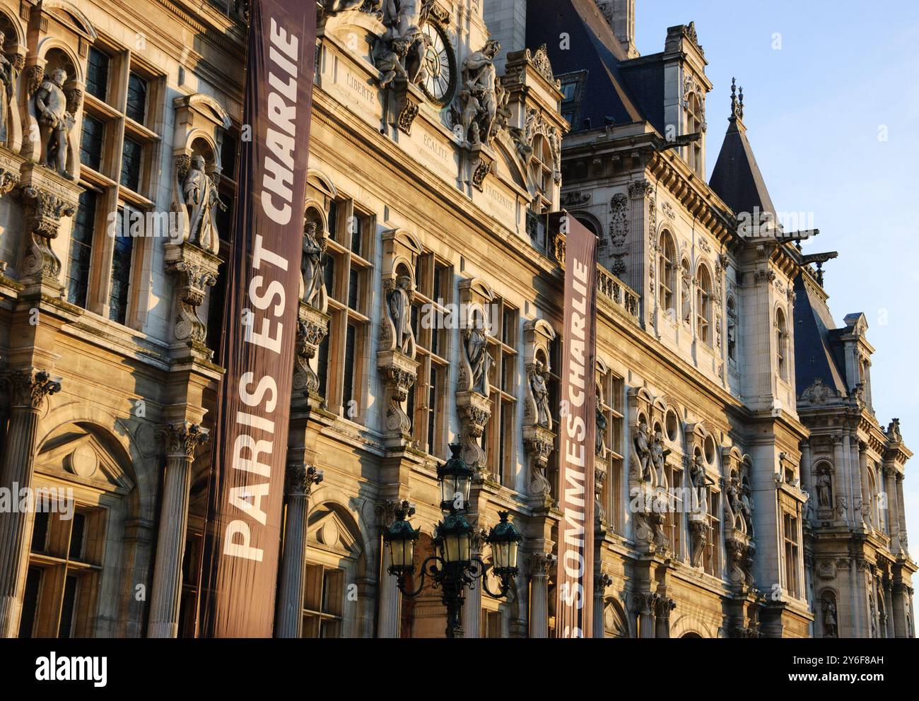 Paris, France - January 17, 2015: Parisian City Hall (Hotel de Ville ...