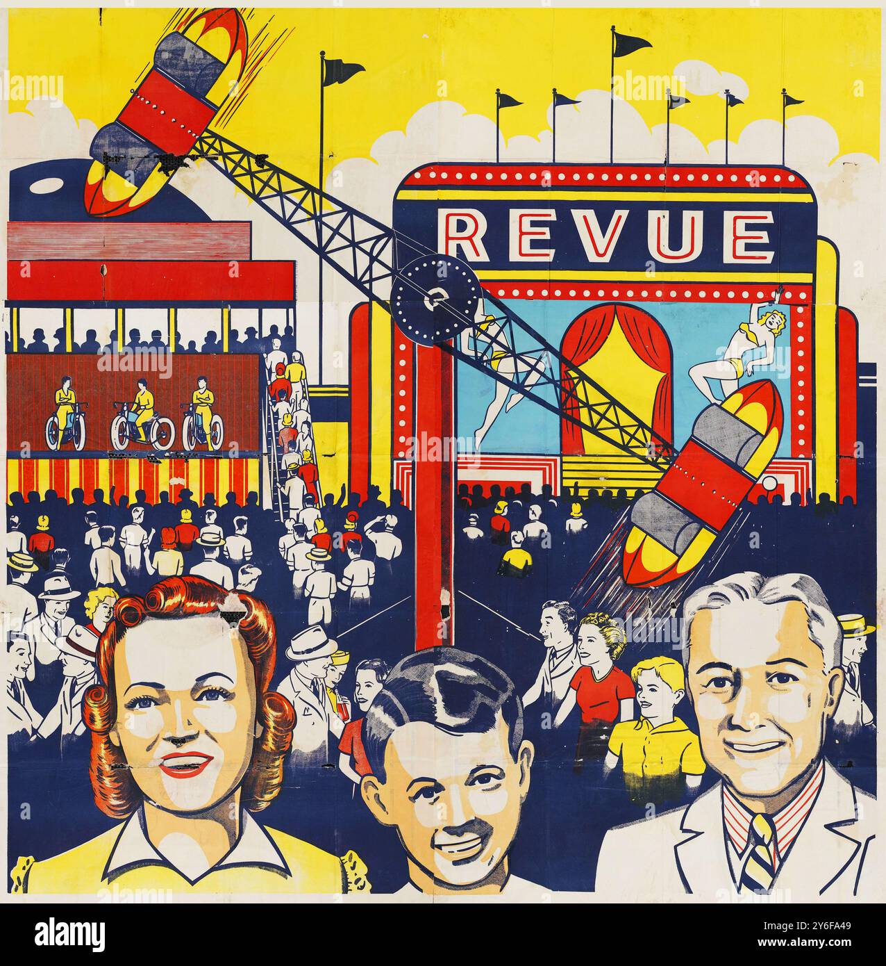 Vintage Carnival Poster, Revue (Unkown artist, 1940s) Family ...