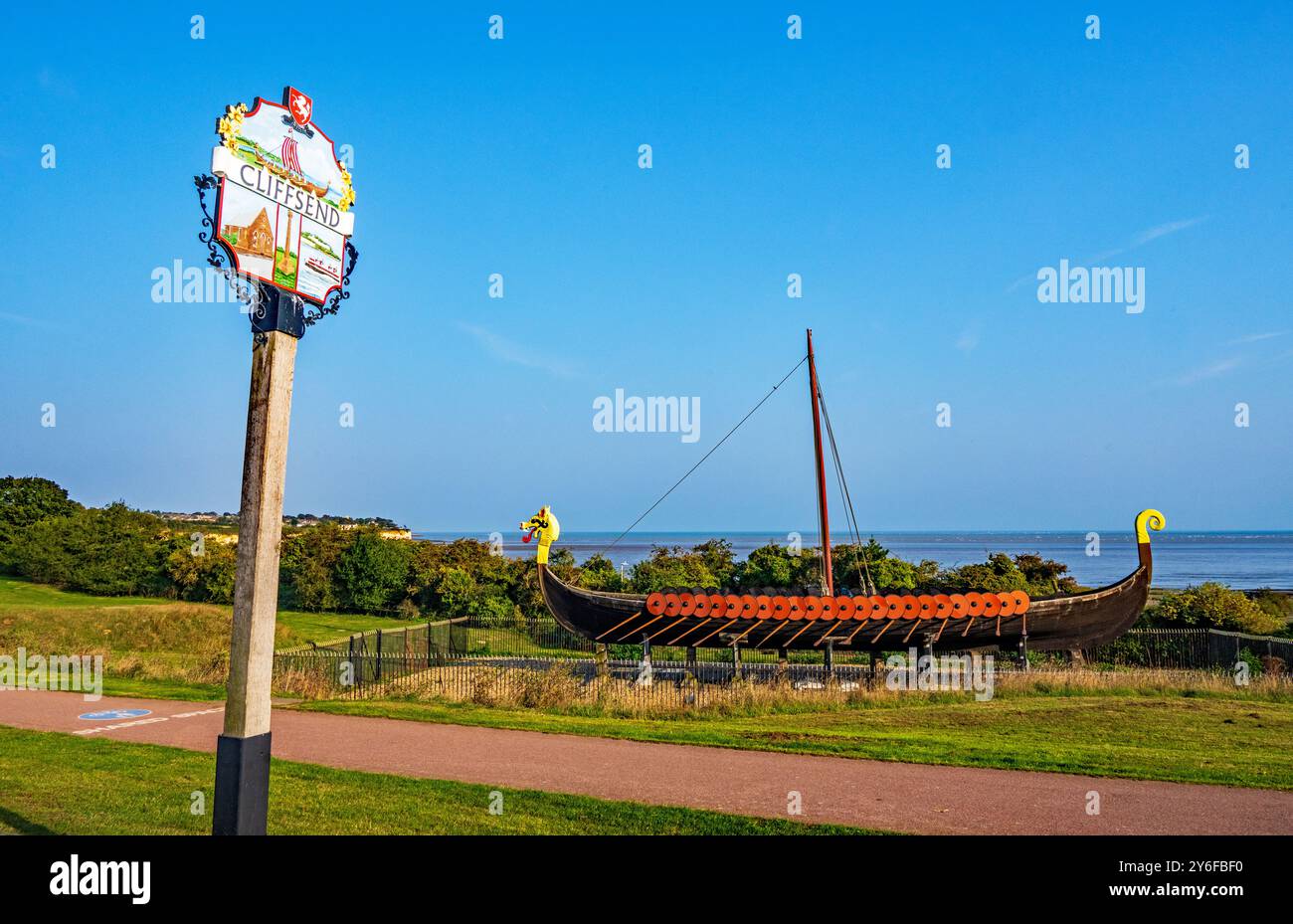 The Viking Ship 'Hugin', Pegwell Bay, Kent, England Stock Photo - Alamy