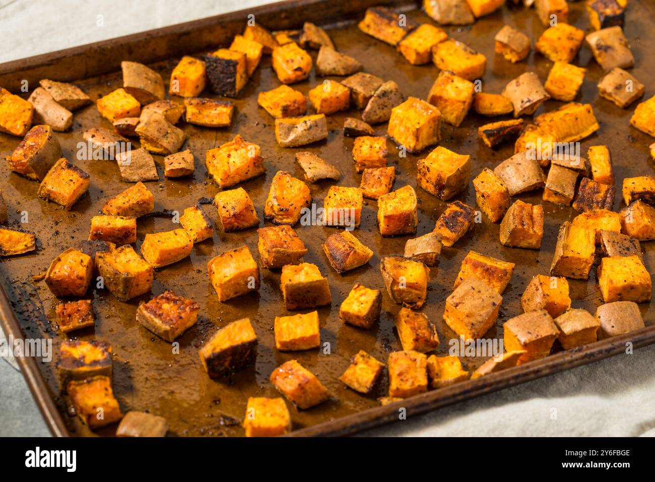 Homemade Roasted Yam Sweet Potatoes with Salt and Pepper Stock Photo ...