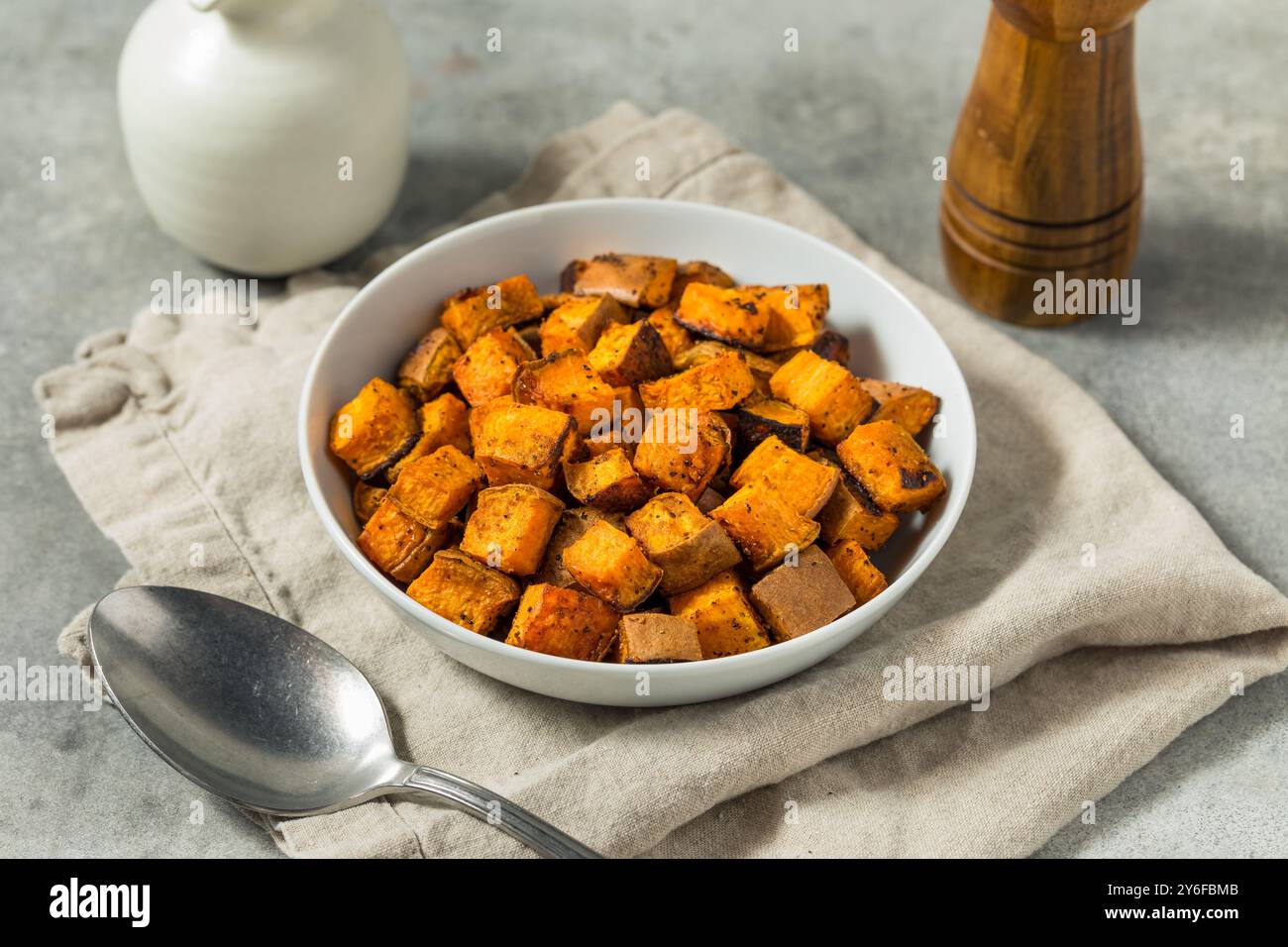 Homemade Roasted Yam Sweet Potatoes with Salt and Pepper Stock Photo ...