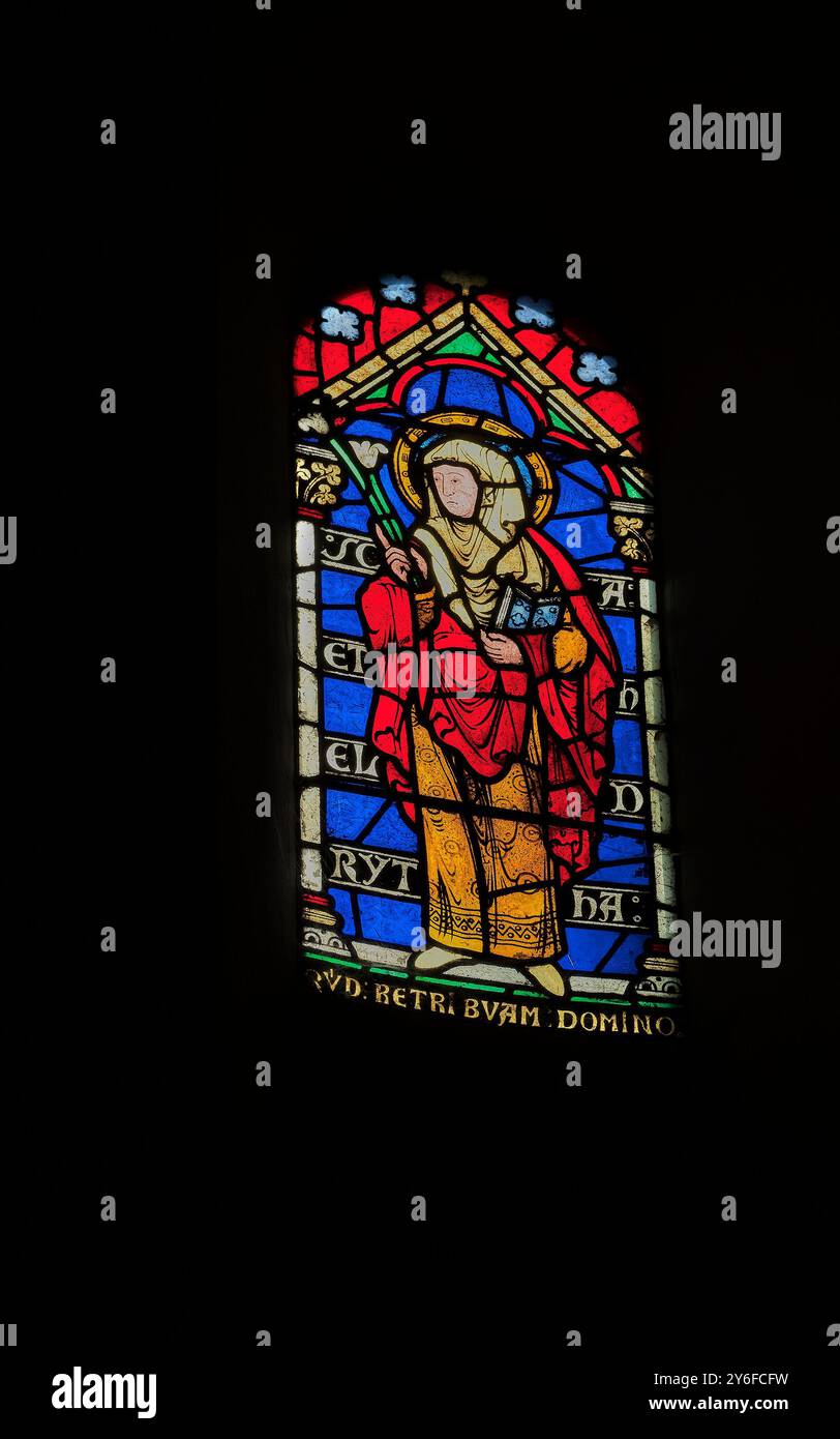 Stained glass window in the Church of the Holy Sepulchre, a christian ...