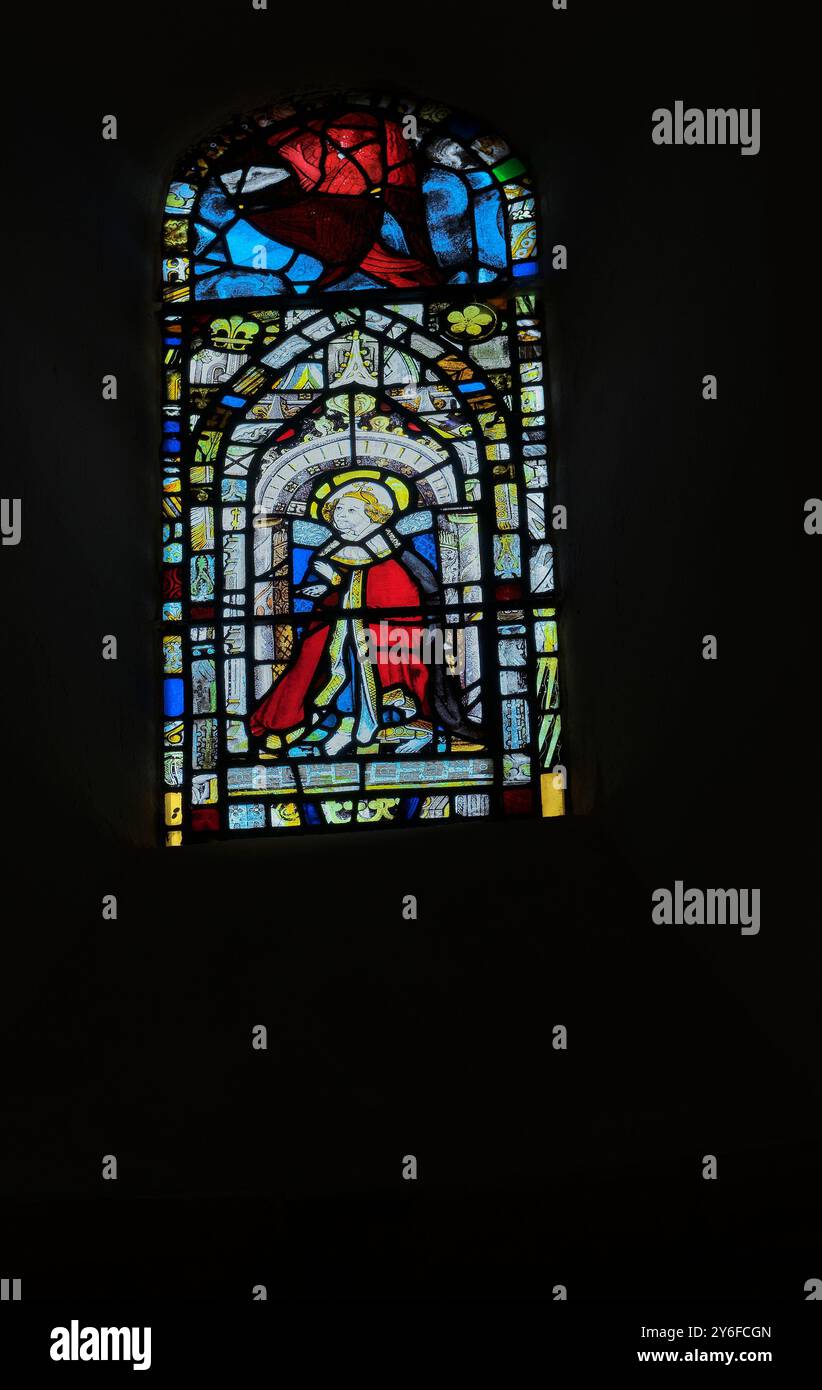 Medieval stained glass window in the Church of the Holy Sepulchre, a ...