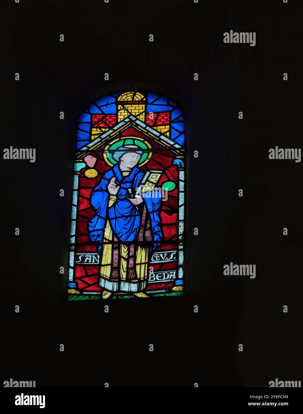 Stained glass window in the Church of the Holy Sepulchre, a christian ...