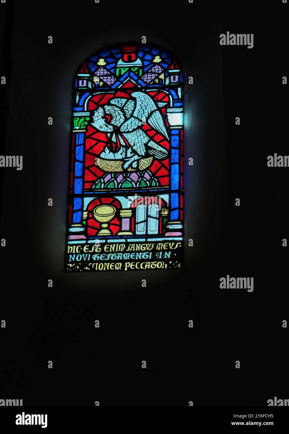 Stained glass window in the Church of the Holy Sepulchre, a christian ...