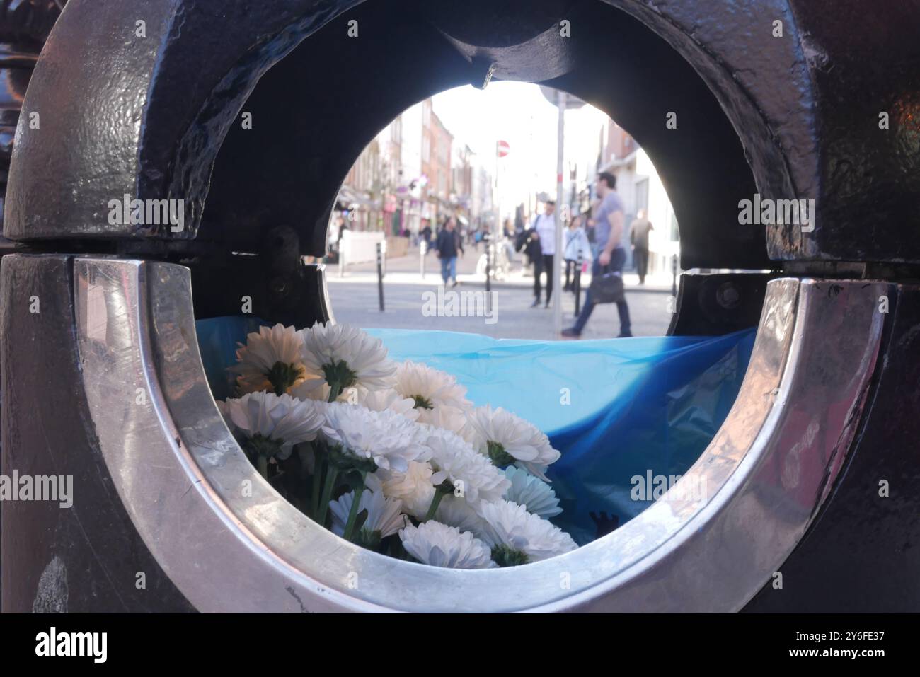 Litter bins on the newly pedestrianised Capel street in Dublin hosting ...