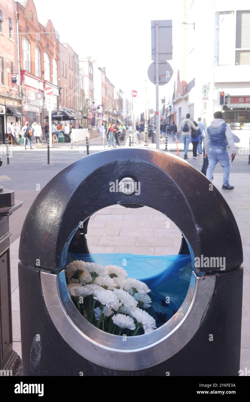 Litter bins on the newly pedestrianised Capel street in Dublin hosting ...