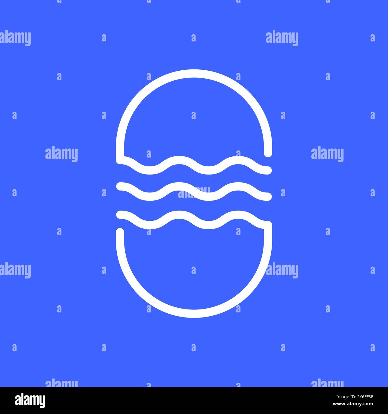 relax water wave wind beach rounded simple line style sticker logo ...