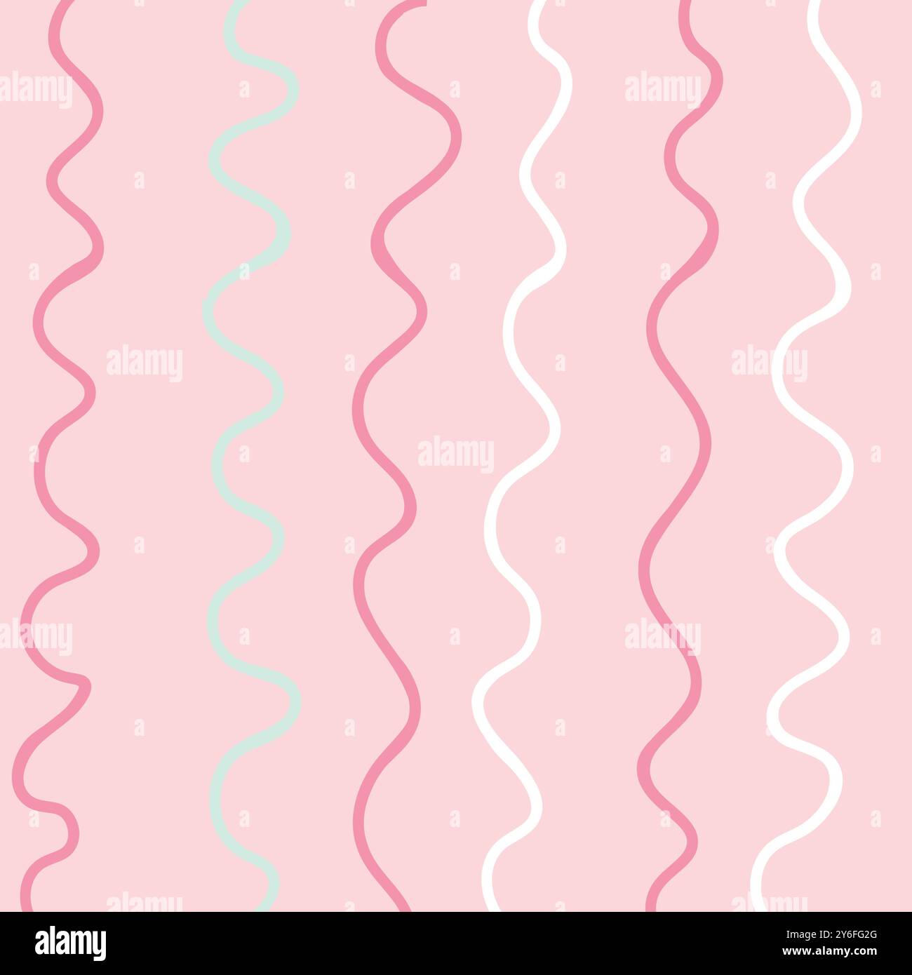 Naive squiggle pattern with bright green, yellow, pink and blue wavy ...