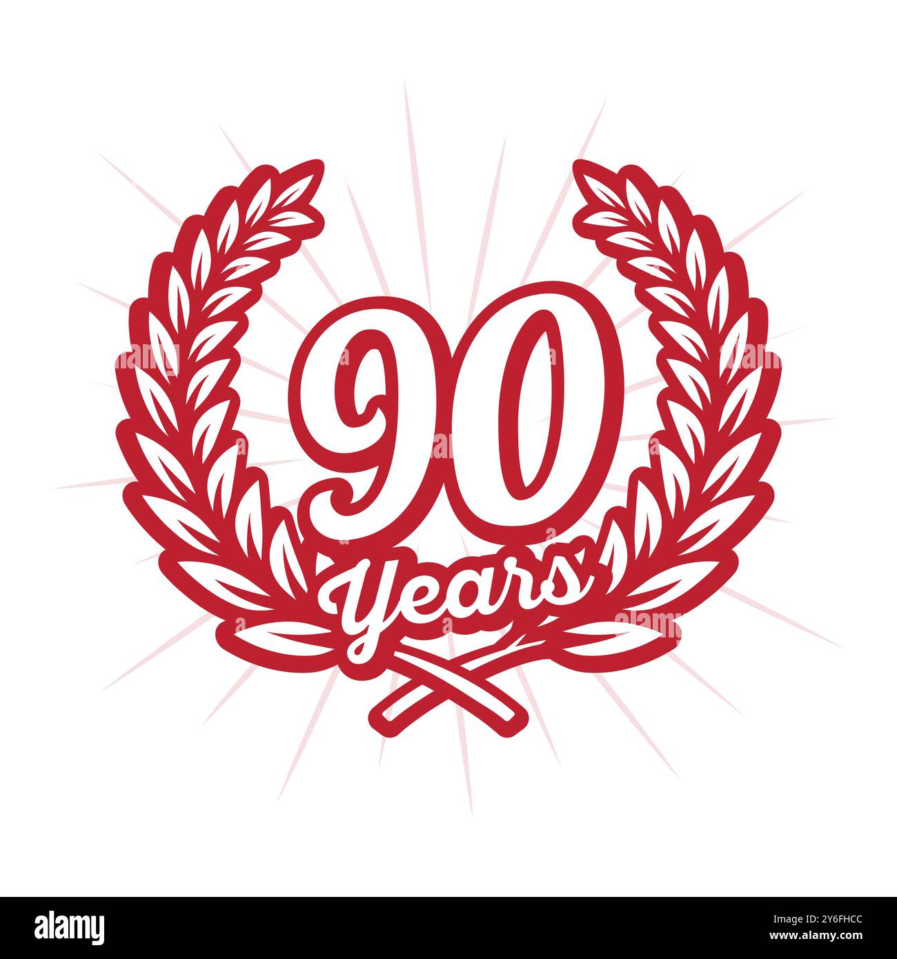90 years anniversary celebration with laurel wreath. 90th anniversary ...