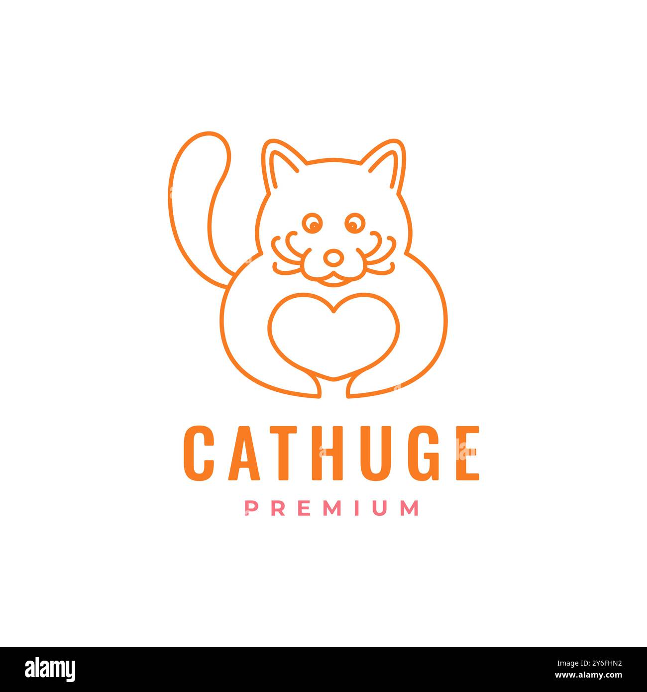 fat cat hug love mascot character cartoon cute line style modern simple ...