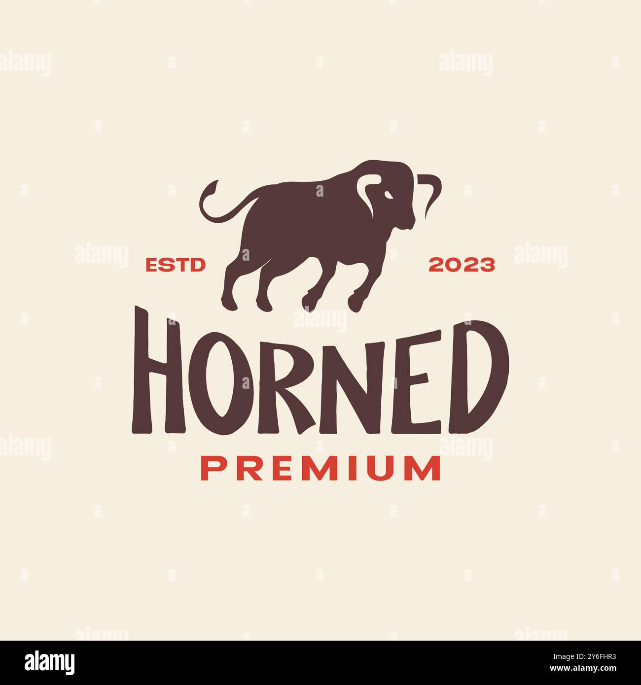 bull long horn angry simple silhouette vintage retro style simple logo ...