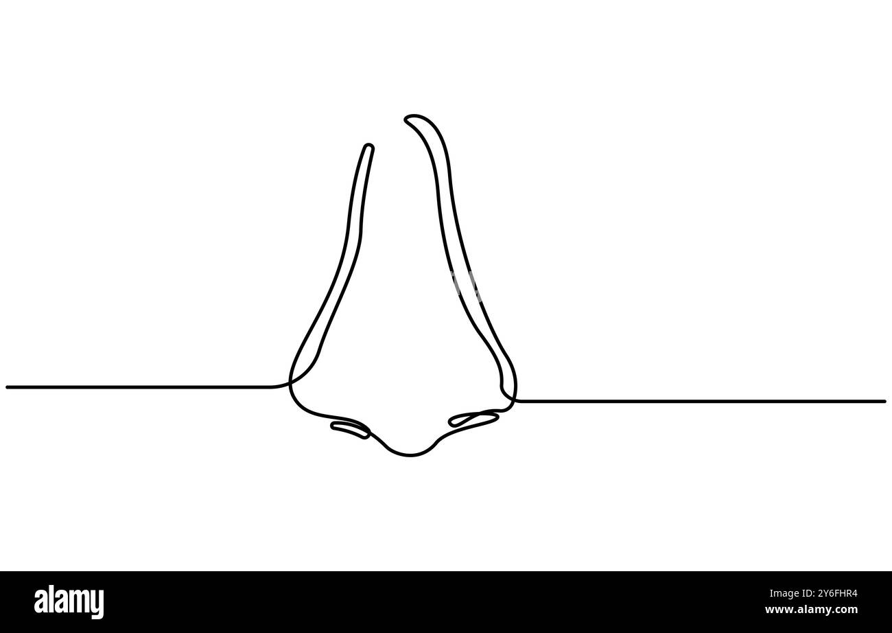 Hand drawn human sense organs vector, Human Nose one line art drawing ...