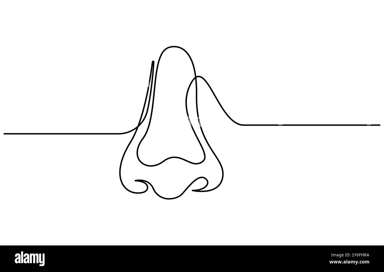 Hand drawn human sense organs vector, Human Nose one line art drawing ...