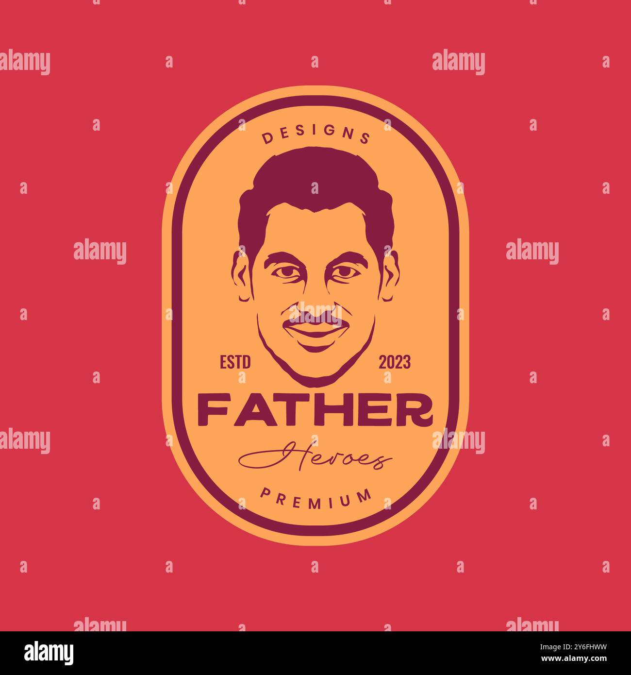 old man face portrait mustache father badge vintage retro insignia logo ...