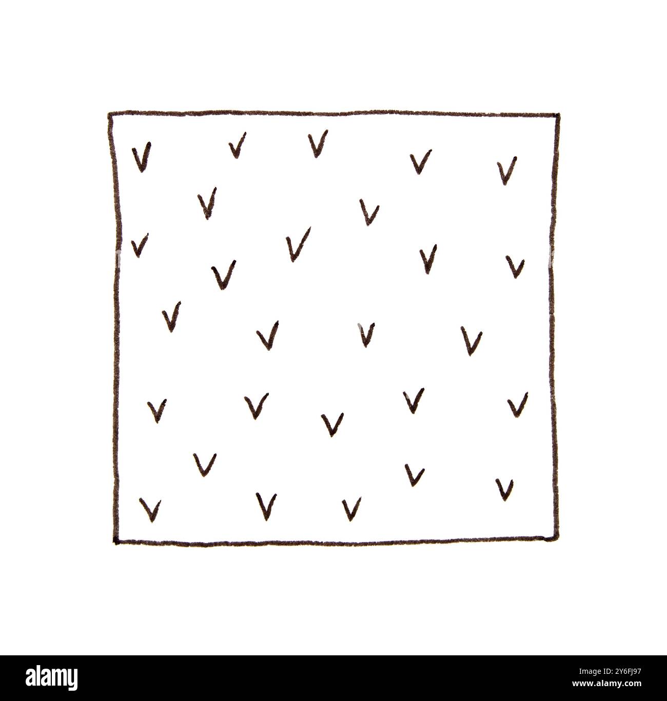 Abstract minimalist pattern with brown check marks on white background ...