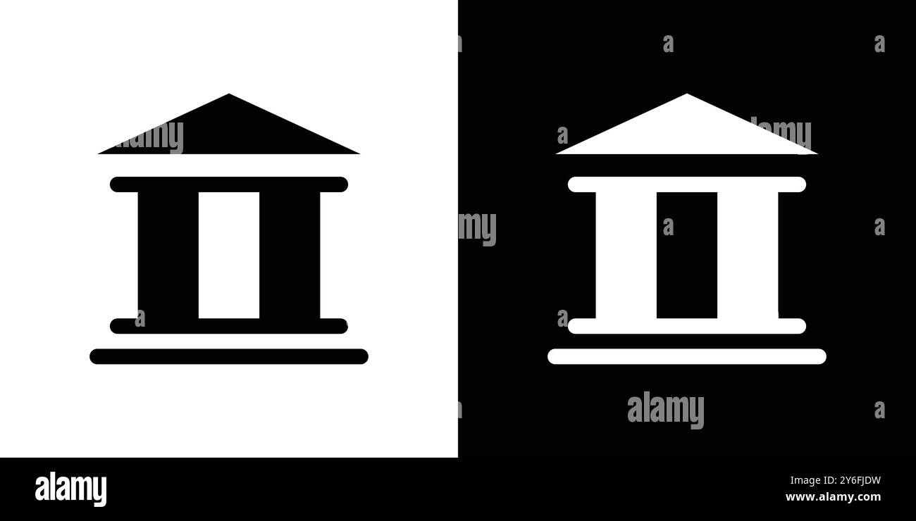 Bank icon set in thin line outline style and linear vector sign Stock ...