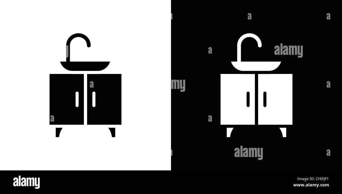 Bathroom sink icon set in thin line outline style and linear vector sign Stock Vector Image ...