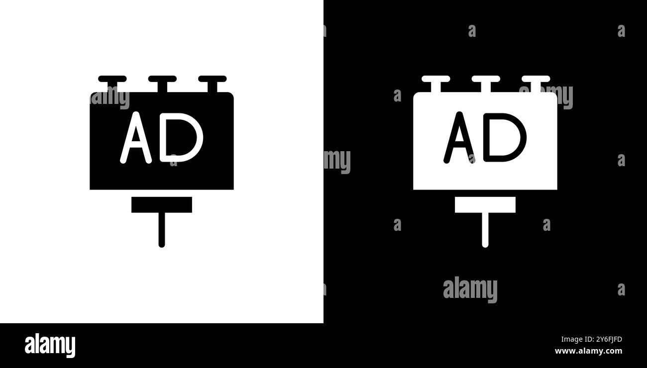 billboard ad promotion icon set in thin line outline style and linear ...