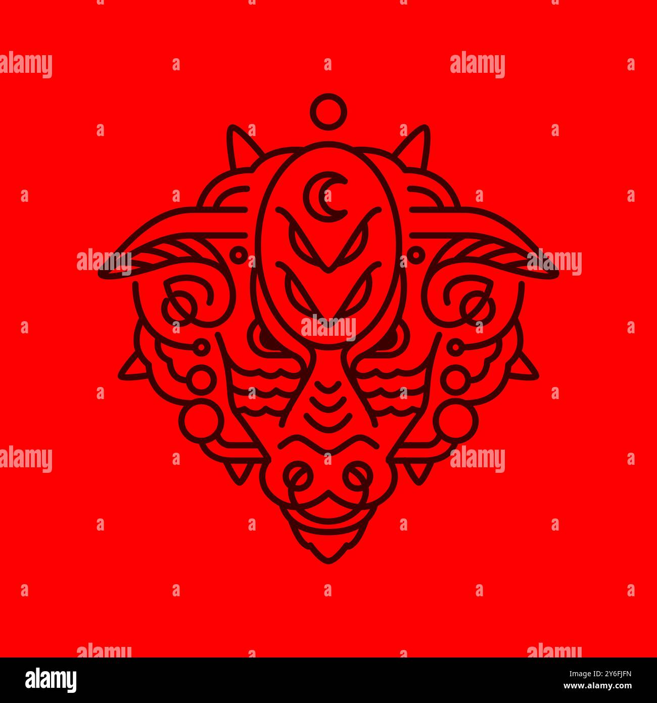 head dragon myth creature animal legend line style ornament logo design ...