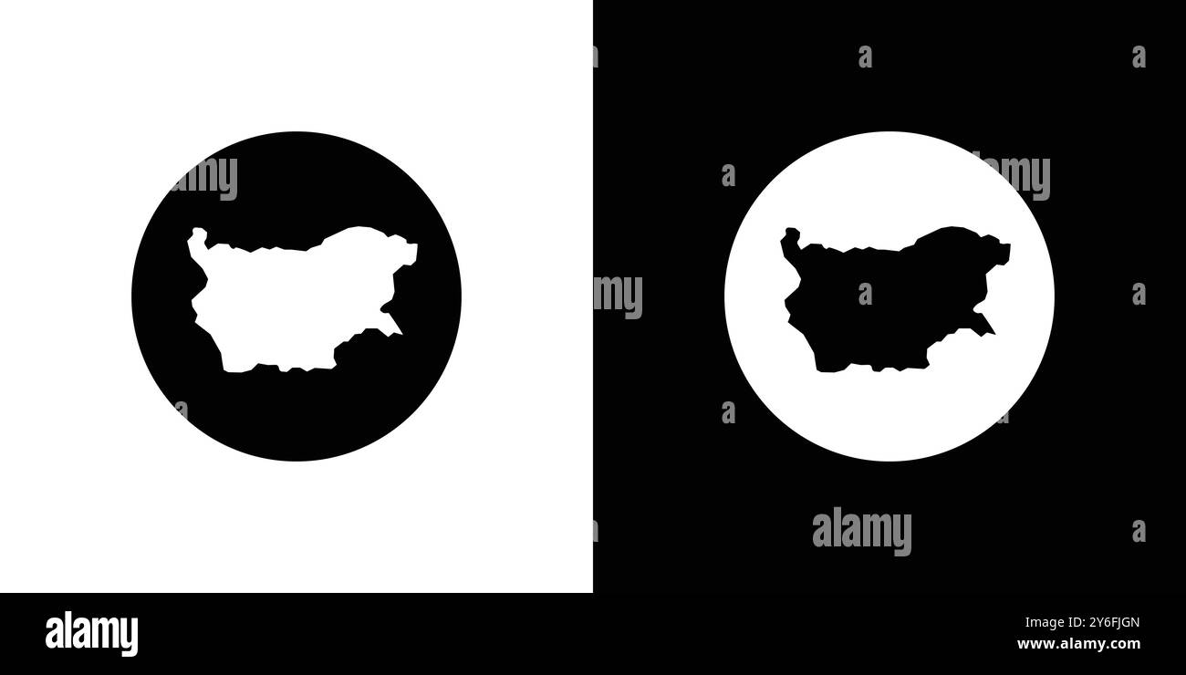 Bulgaria map icon set in thin line outline style and linear vector sign ...