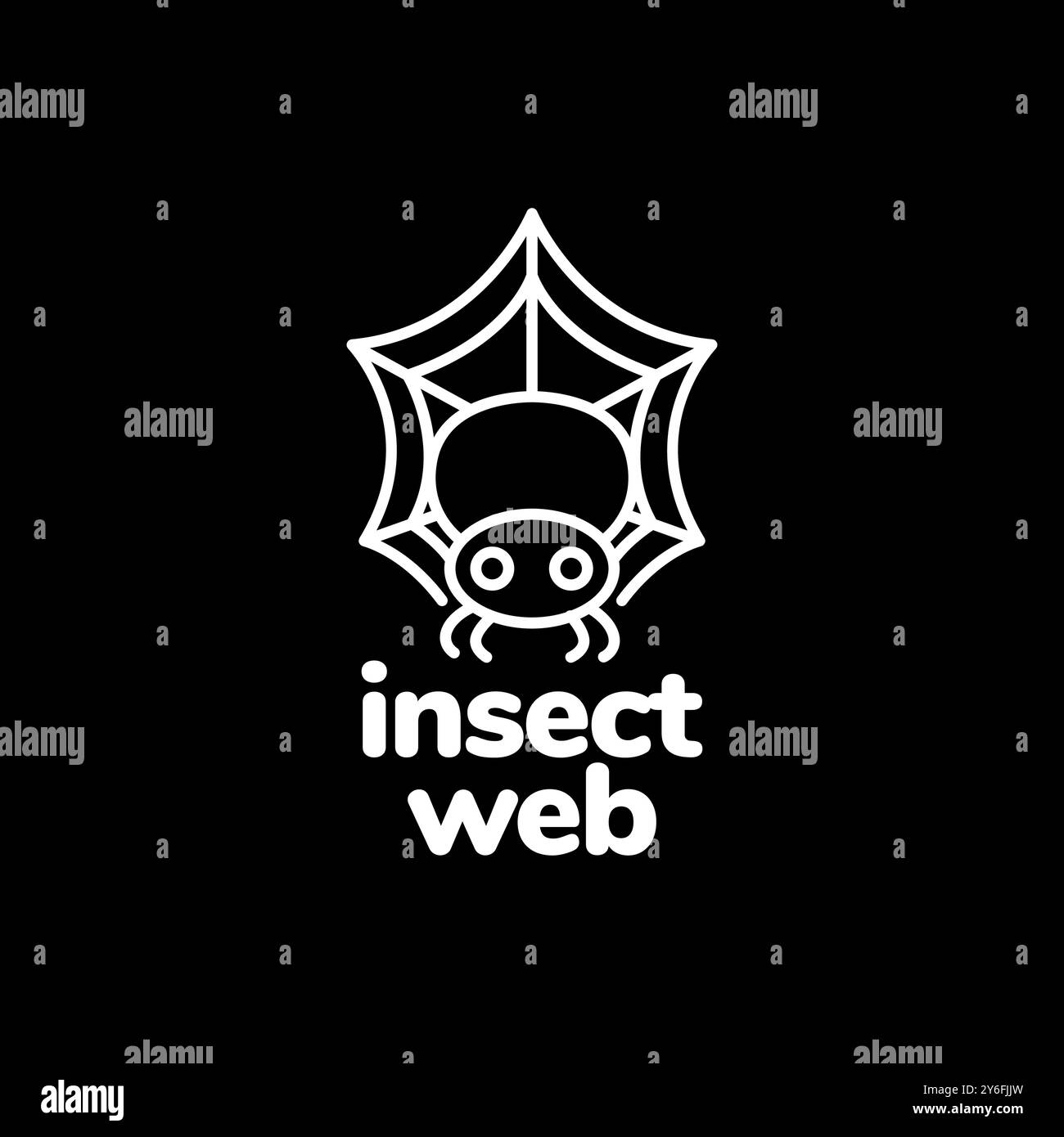 window spider web mascot cartoon cute line style modern minimal simple ...