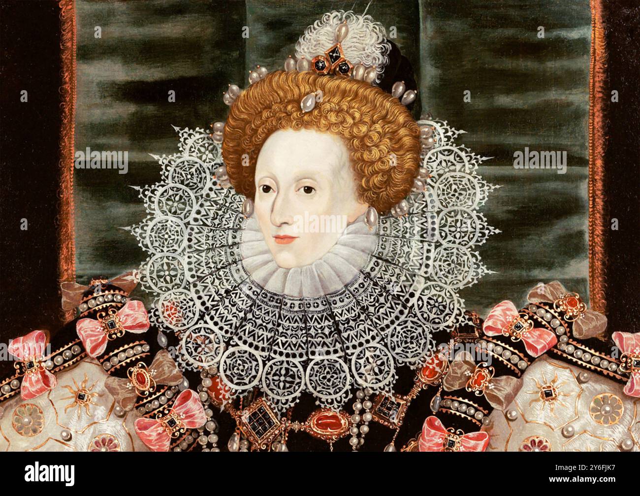 QUEEN ELIZABETH I (1533-1603) Detail of a version of the Armada ...
