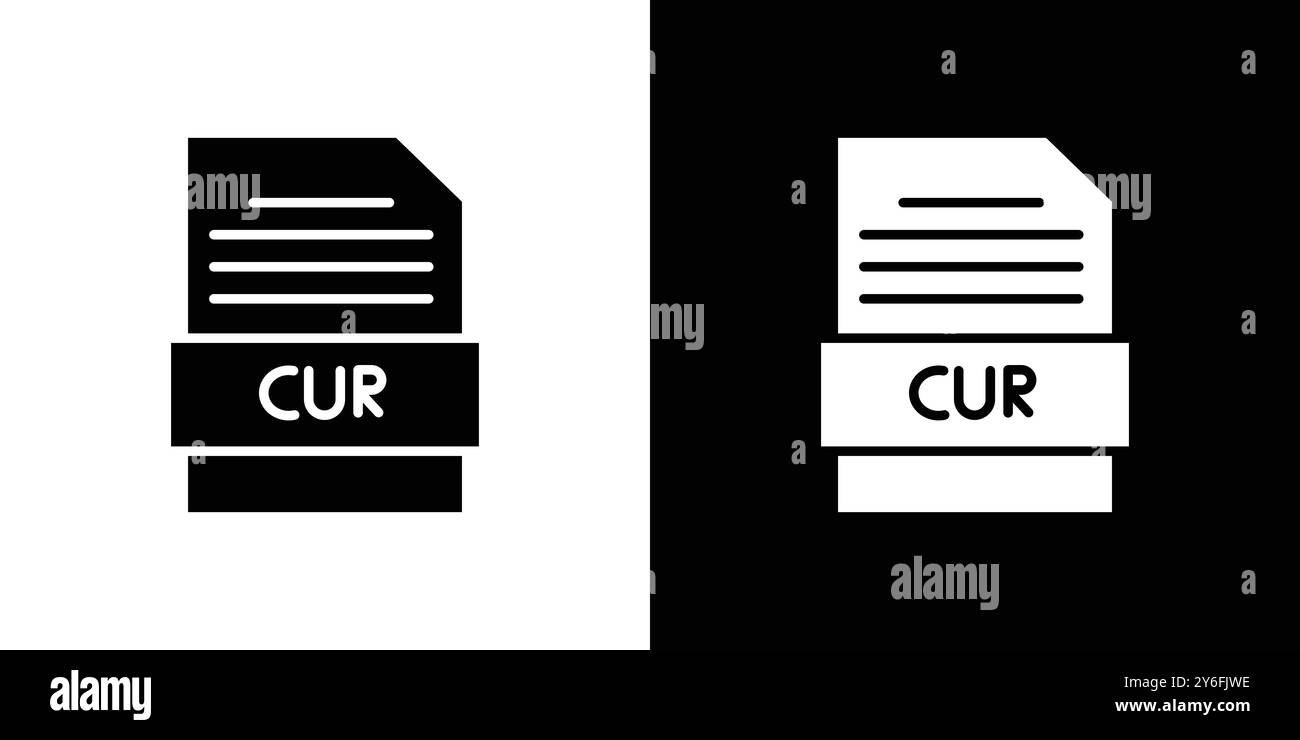 Cur File Document Icon Set In Thin Line Outline Style And Linear Vector Sign Stock Vector Image